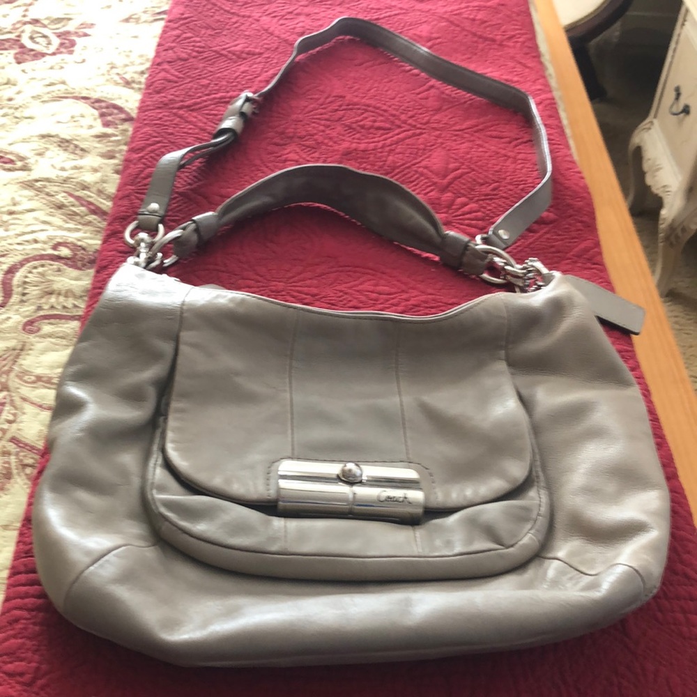 Coach Light Gray Leather Crossbody - Gem